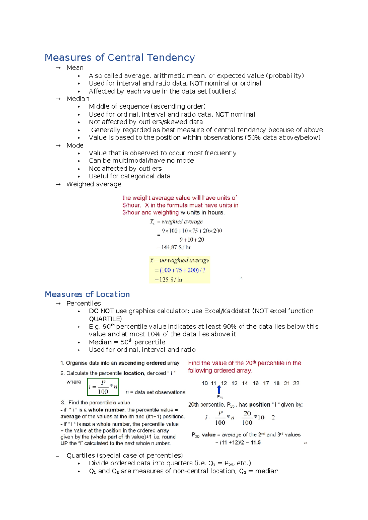 L2 Descriptive Statistics II - Measures of Central Tendency Mean Also ...