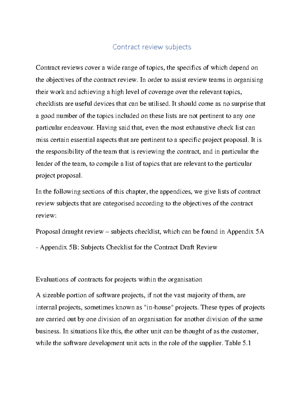 Contract review subjects - Contract review subjects Contract reviews ...