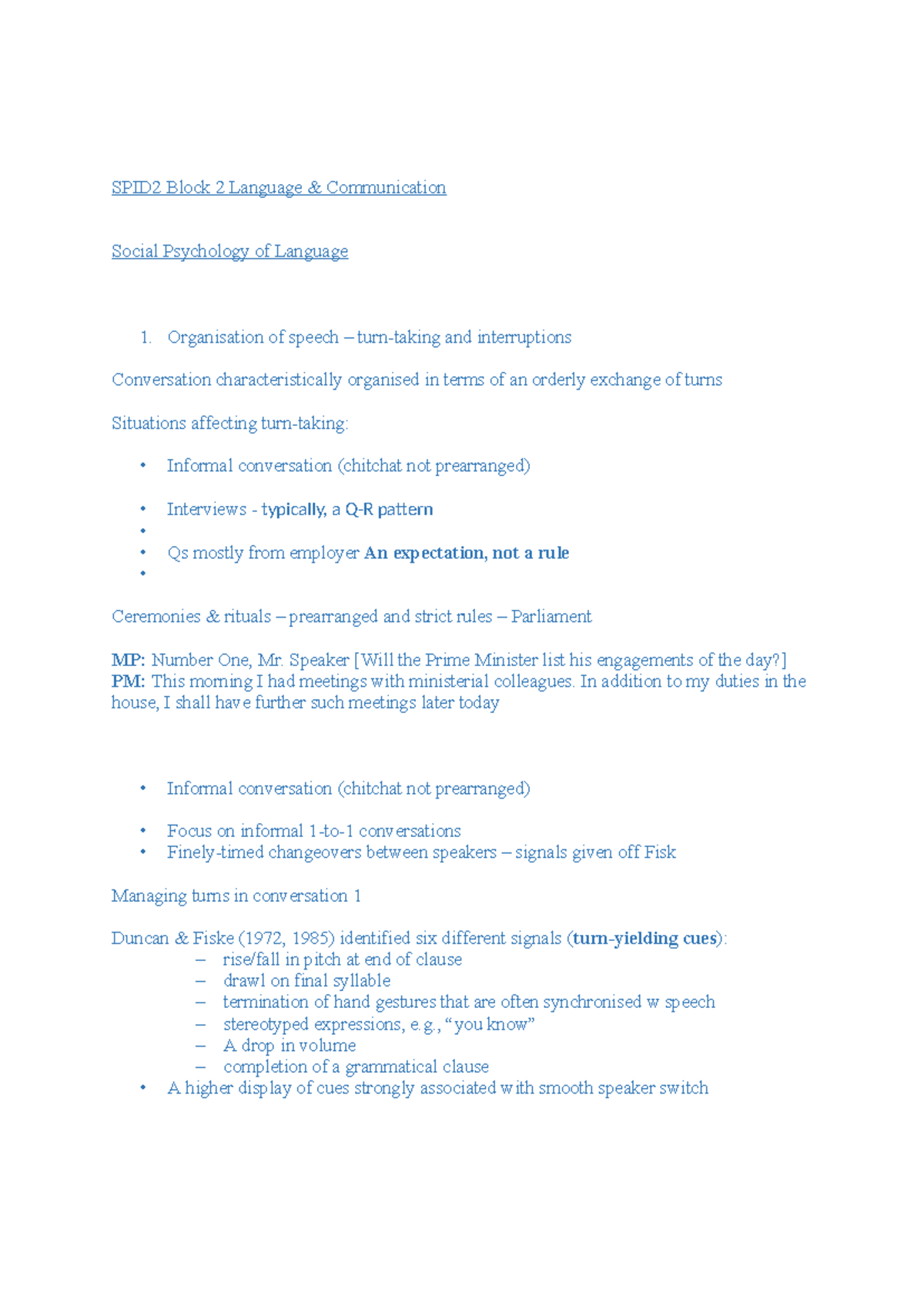 MW - Language and Communication notes - SPID2 Block 2 Language ...