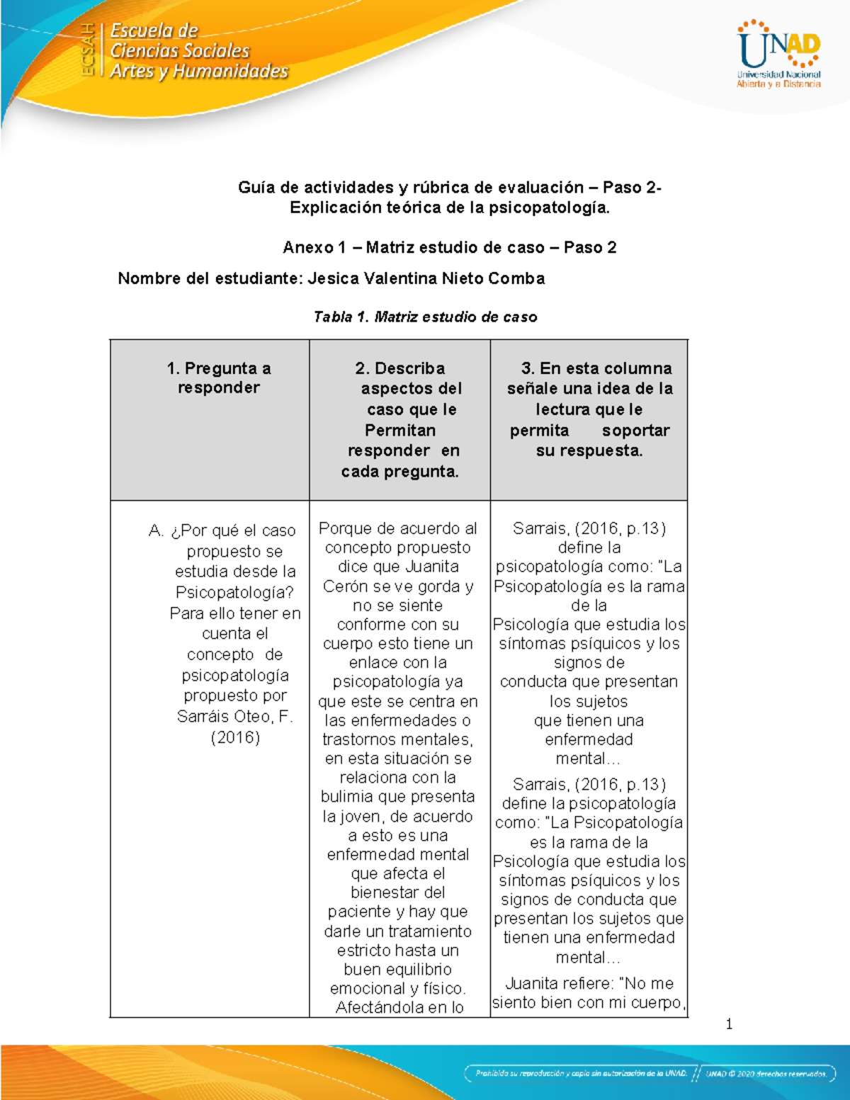 Anexo 1- Matriz Estudio de Caso- Paso 2 - Guía de actividades y rúbrica de evaluación – Paso 2 ...