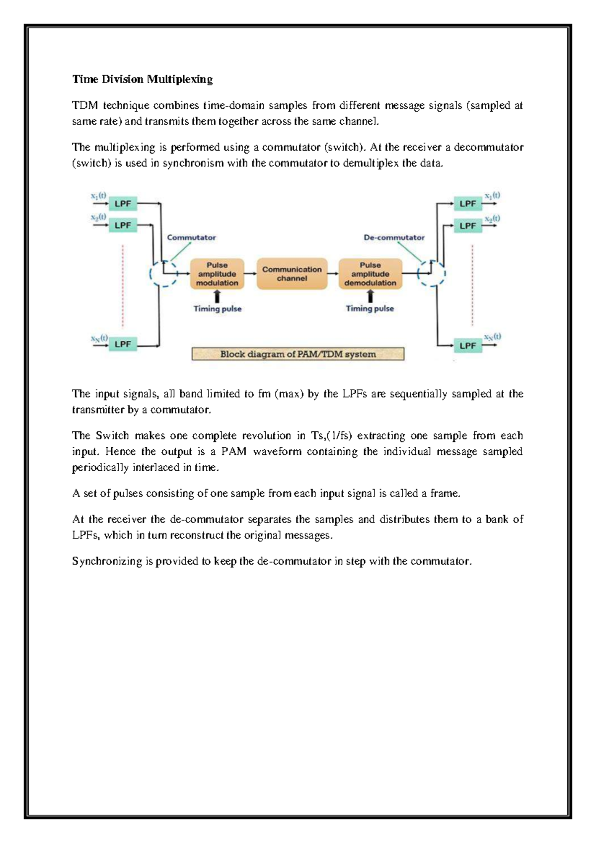 191BM622 Communication Systems Unit-2 B Notes - Time Division ...