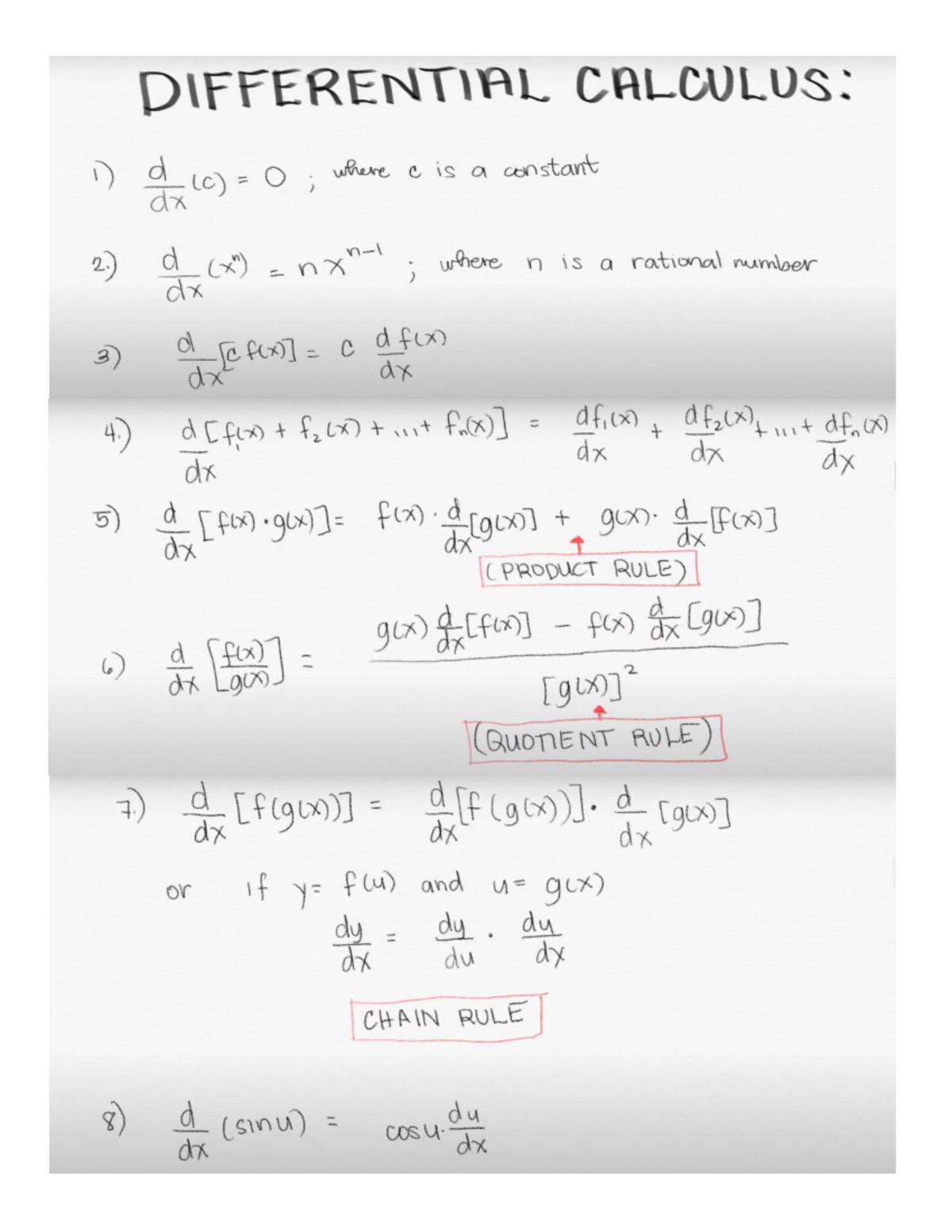 Differential Calculus Formula - Bachelor of Science in Electrical ...