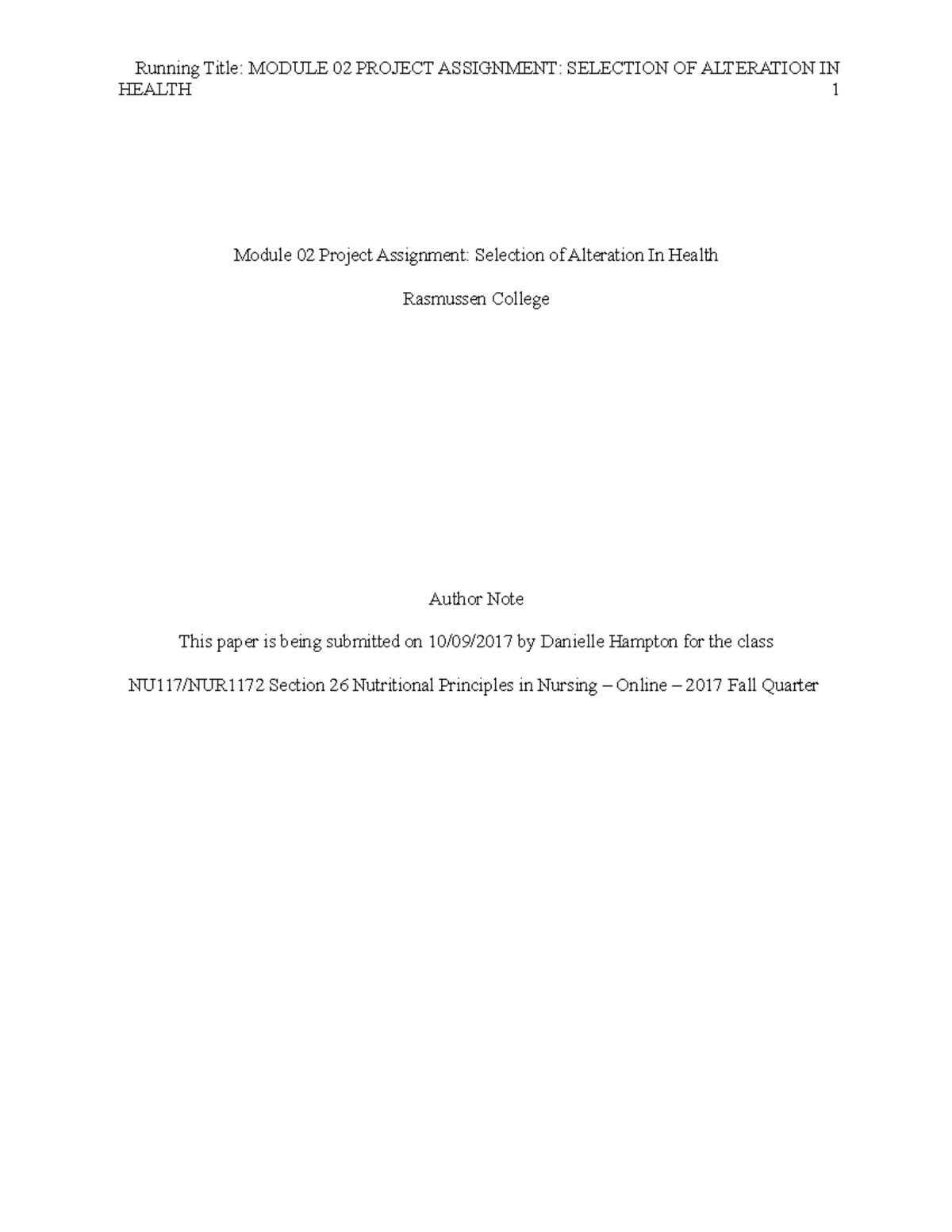 Module 02Project Assignment-Selection Of Alteration In Health - HEALTH ...