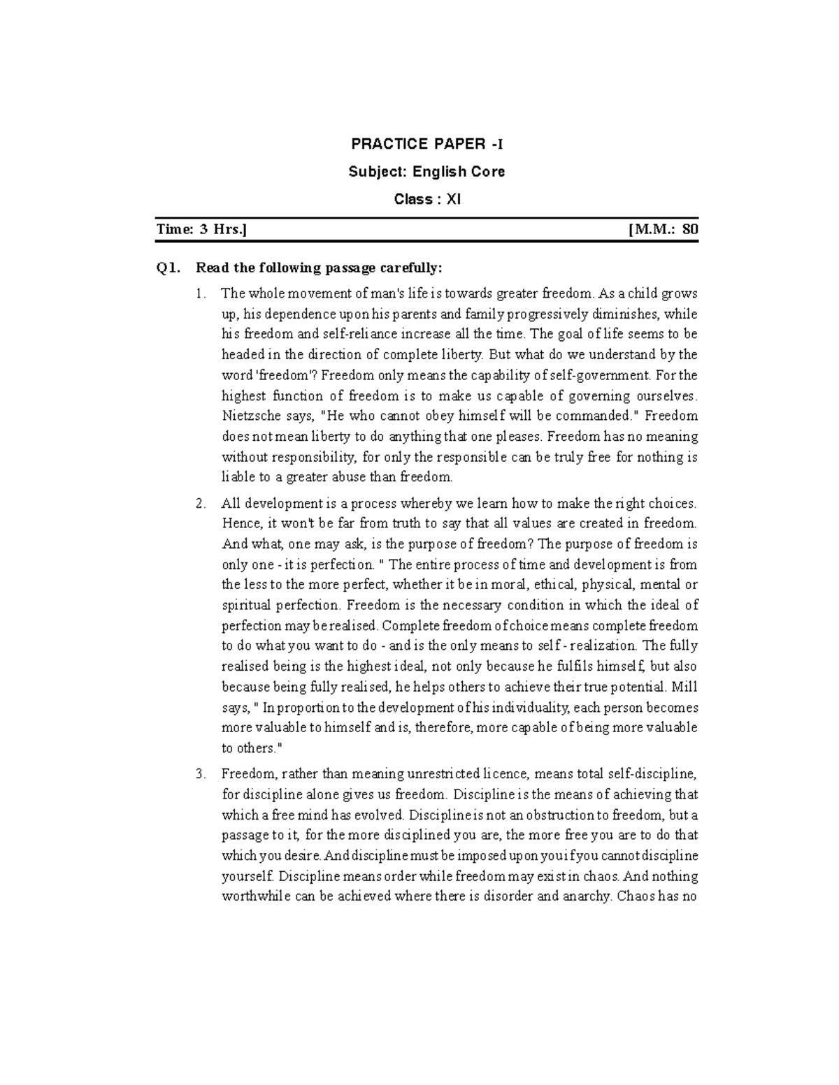 11 Sample Papers English 2020 Set 2 Part1 PRACTICE PAPER I Subject 11 Sample Papers English 2020 Set 2 Part1 PRACTICE PAPER I Subject