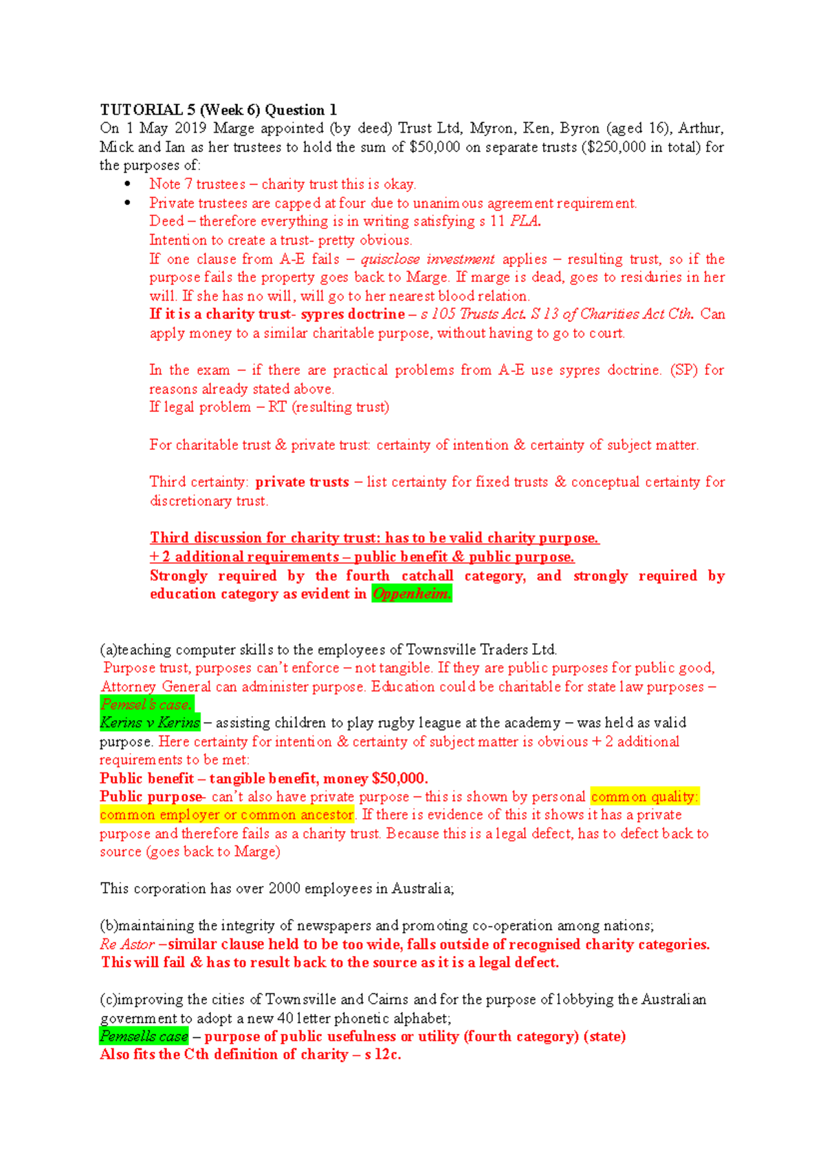 Tute Five - Week Six - TUTORIAL 5 (Week 6) Question 1 On 1 May 2019 ...