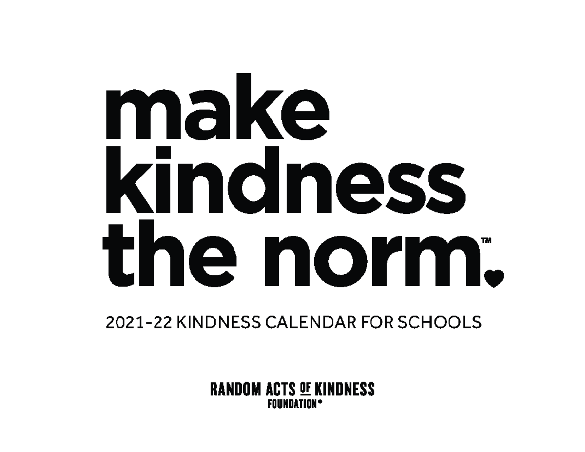 2021-22 Kindness Calendar for Schools - 2021-22 KINDNESS CALENDAR FOR ...