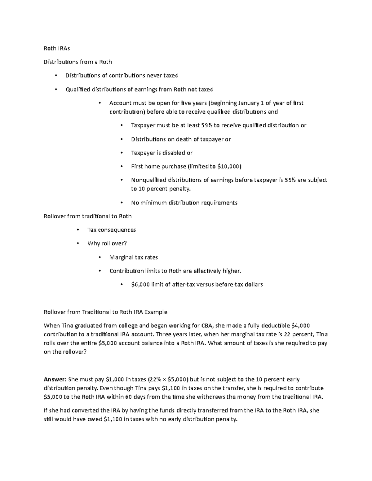Lecture Notes 28a - Roth IRAs Distributions from a Roth - Distributions ...