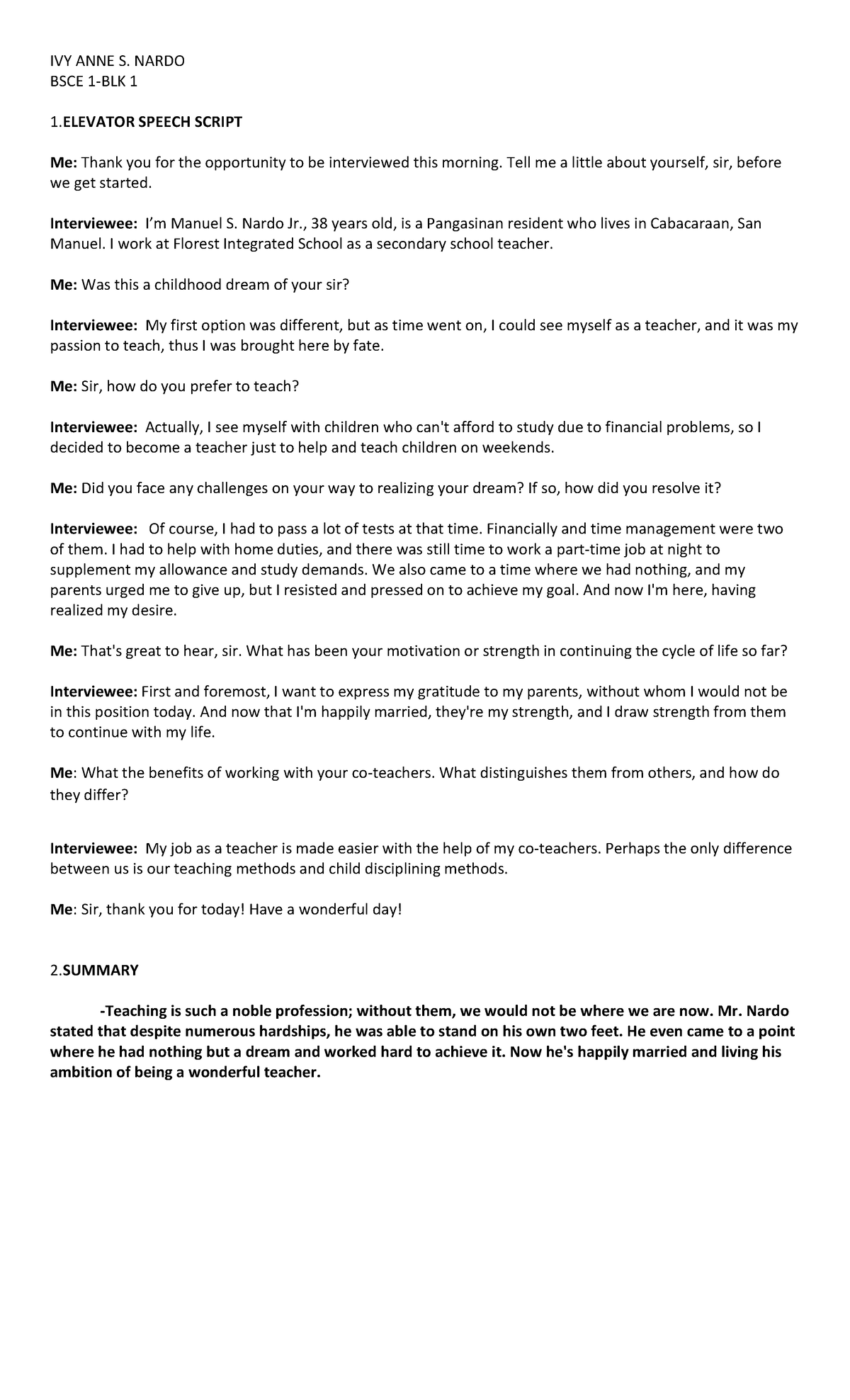 Q040 Module 2( Elevator- Script) Nardo, IVY ANNE - IVY ANNE S. NARDO BSCE 1-BLK 1 1. ELEVATOR ...