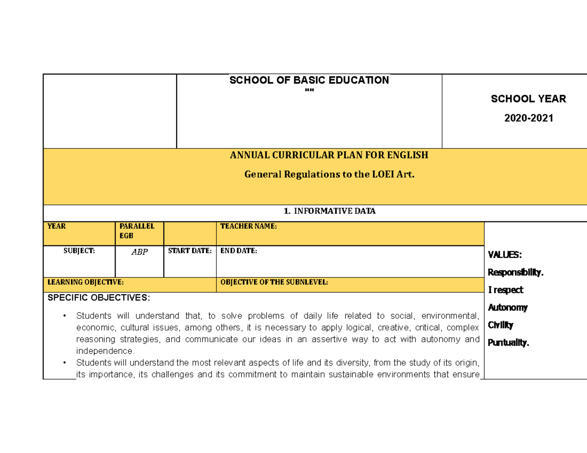 PCA 4TO Ingles - Espero les sirva compañeros - SCHOOL OF BASIC EDUCATION "" SCHOOL YEAR - Studocu