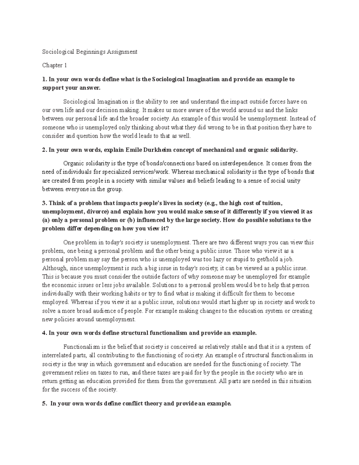 Sociological Beginnings Assignment 1 - Sociological Beginnings ...