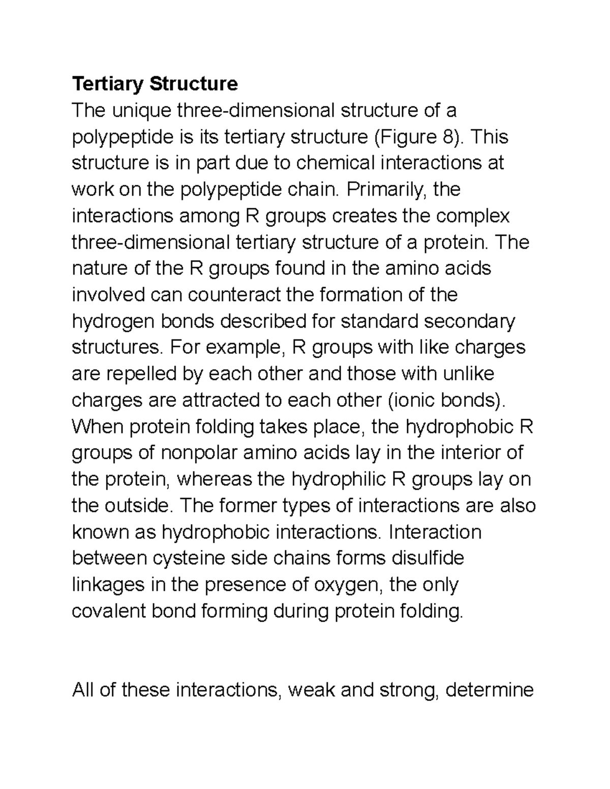 BIOL 1345 Module 2 Proteins - Tertiary Structure The unique three ...