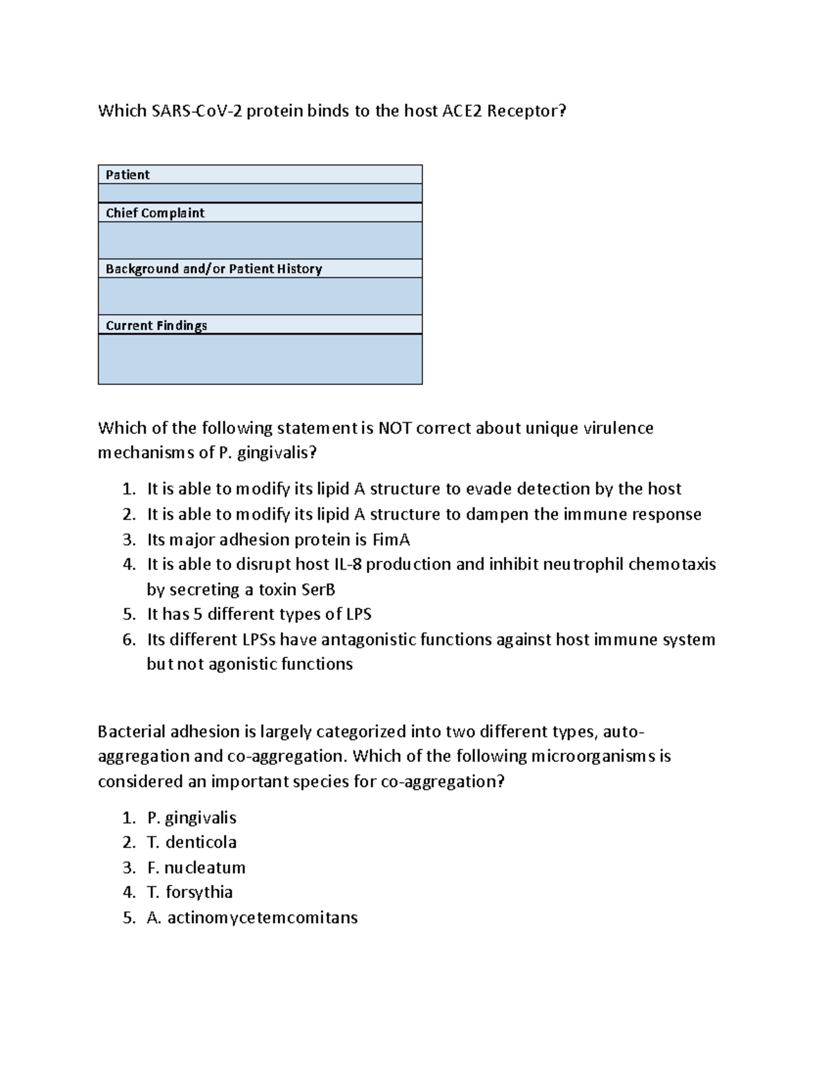 Biology practice exam questions - Which SARS-CoV-2 protein binds to the ...