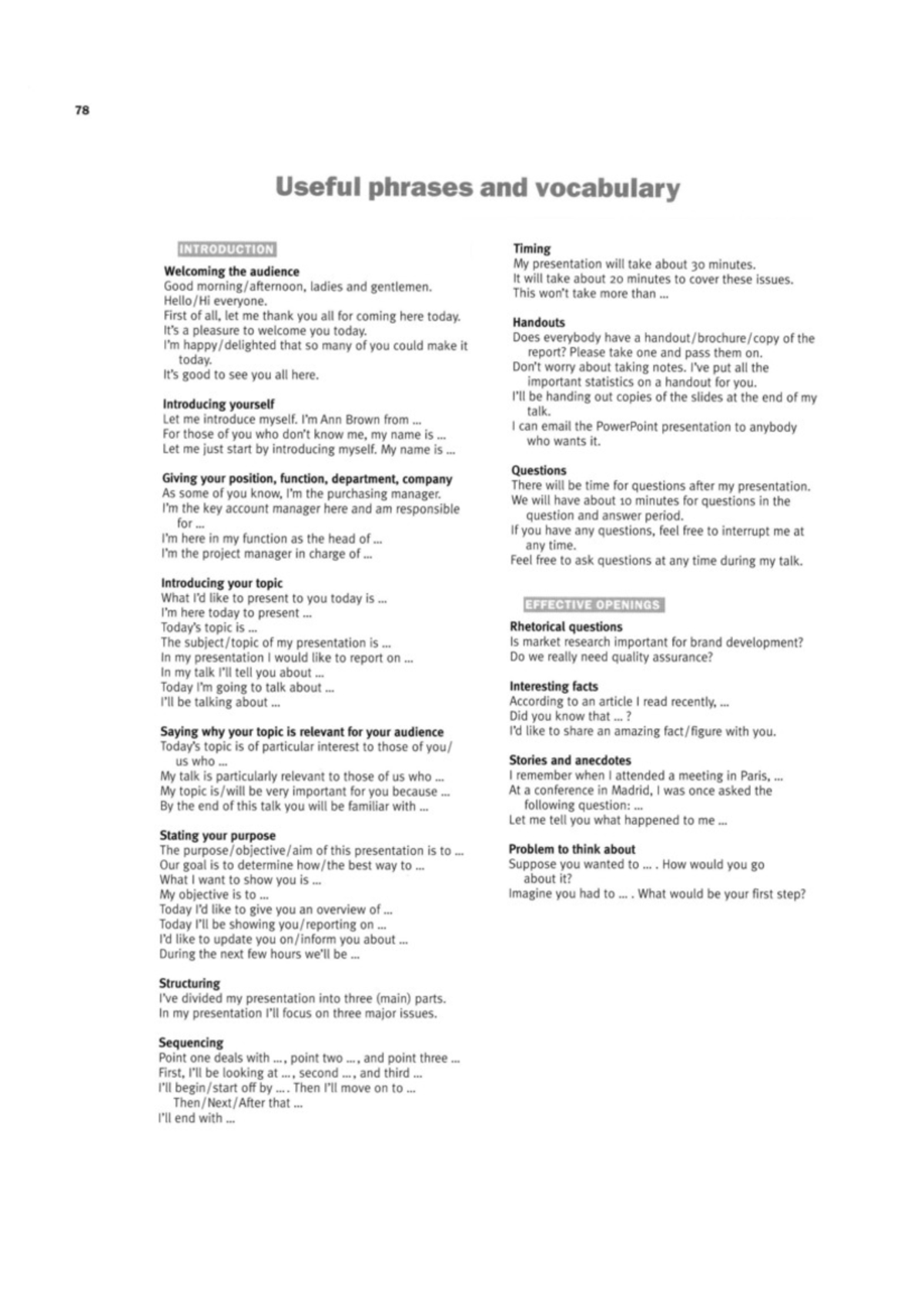 Useful phrases and vocabulary in presentation - 78 Useful phrases and ...