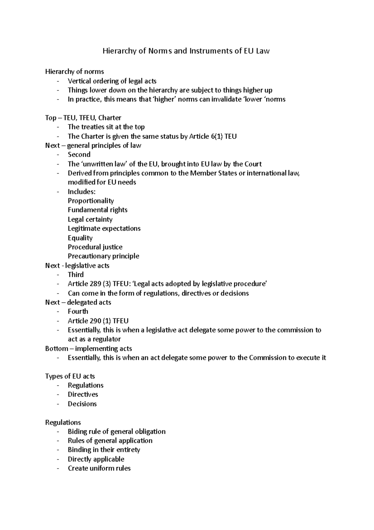 Hierarchy of Norms and Instruments of EU Law - Hierarchy of Norms and ...