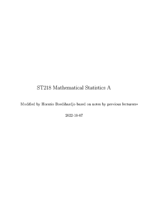 ST218 chapter 2 - ST218 Mathematical Statistics A Modified by Horatio ...