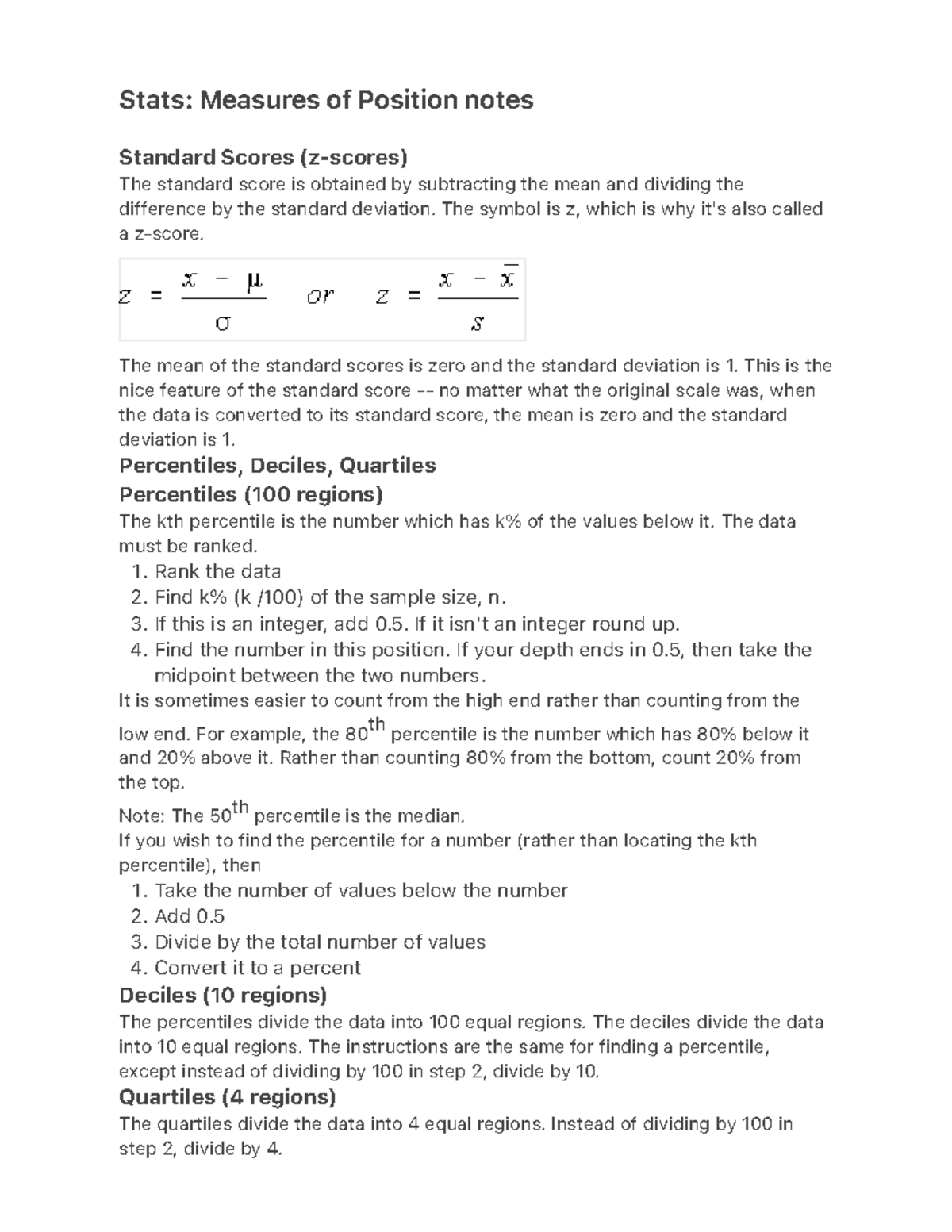 Stats: Measures of Position notes - 1. 2. 3. 4. 1. 2. 3. 4. Stats ...