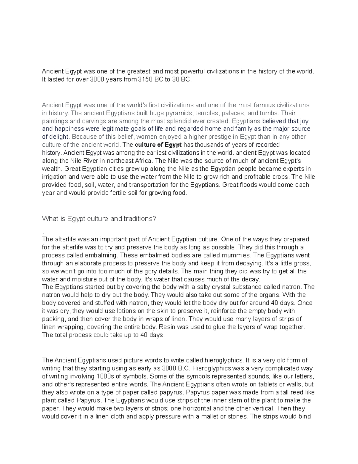 Ancient Egypt was one of the greatest and most powerful civilizations ...