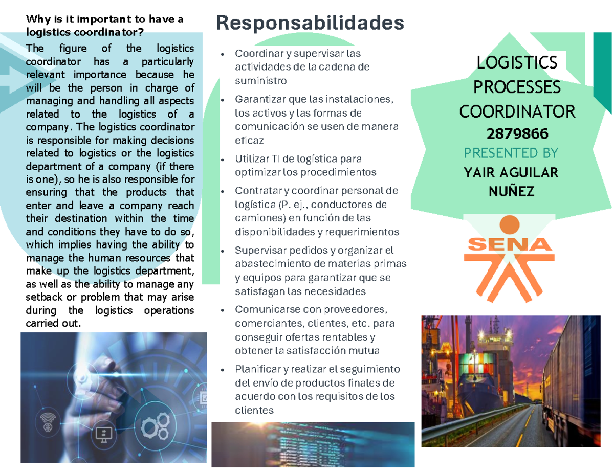 Folleto GA1 240202501 AA1 EV03 - Why is it important to have a logistics coordinator? The figure ...