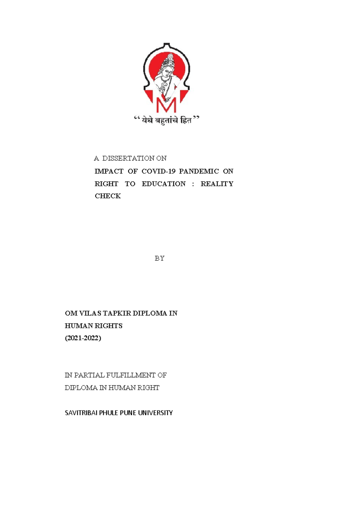 12- Omtapkir - Dissertation - A DISSERTATION ON IMPACT OF COVID-19 ...