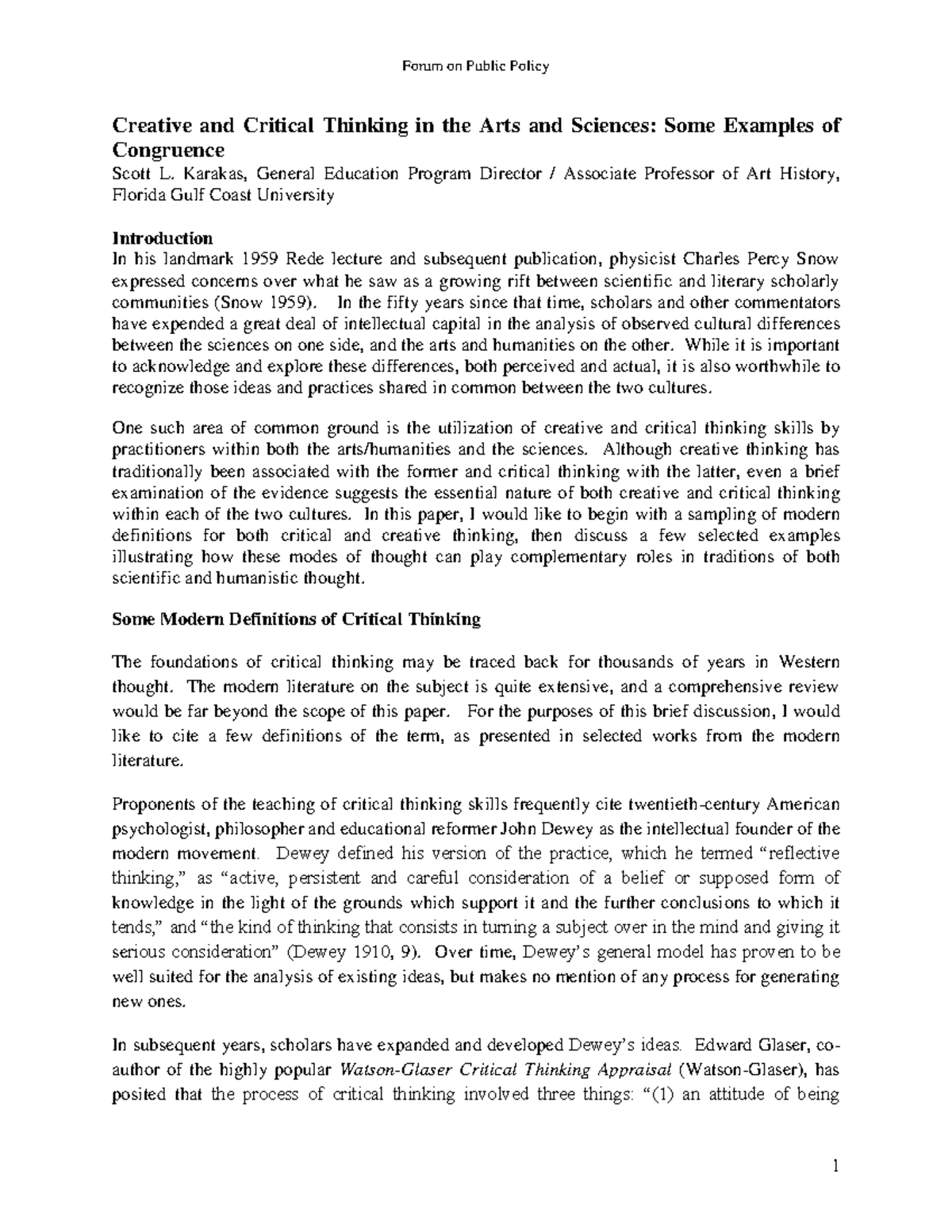 Modern art essay - Creative and Critical Thinking in the Arts and ...