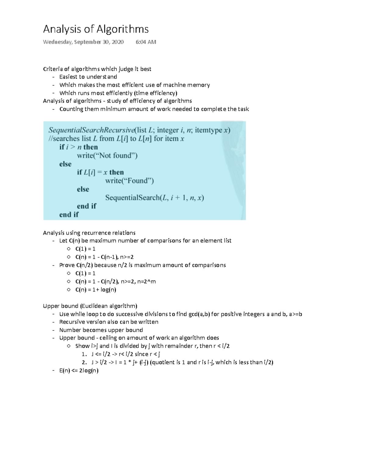 CS1300 algorithm analysis - Criteria of algorithms which judge it best ...