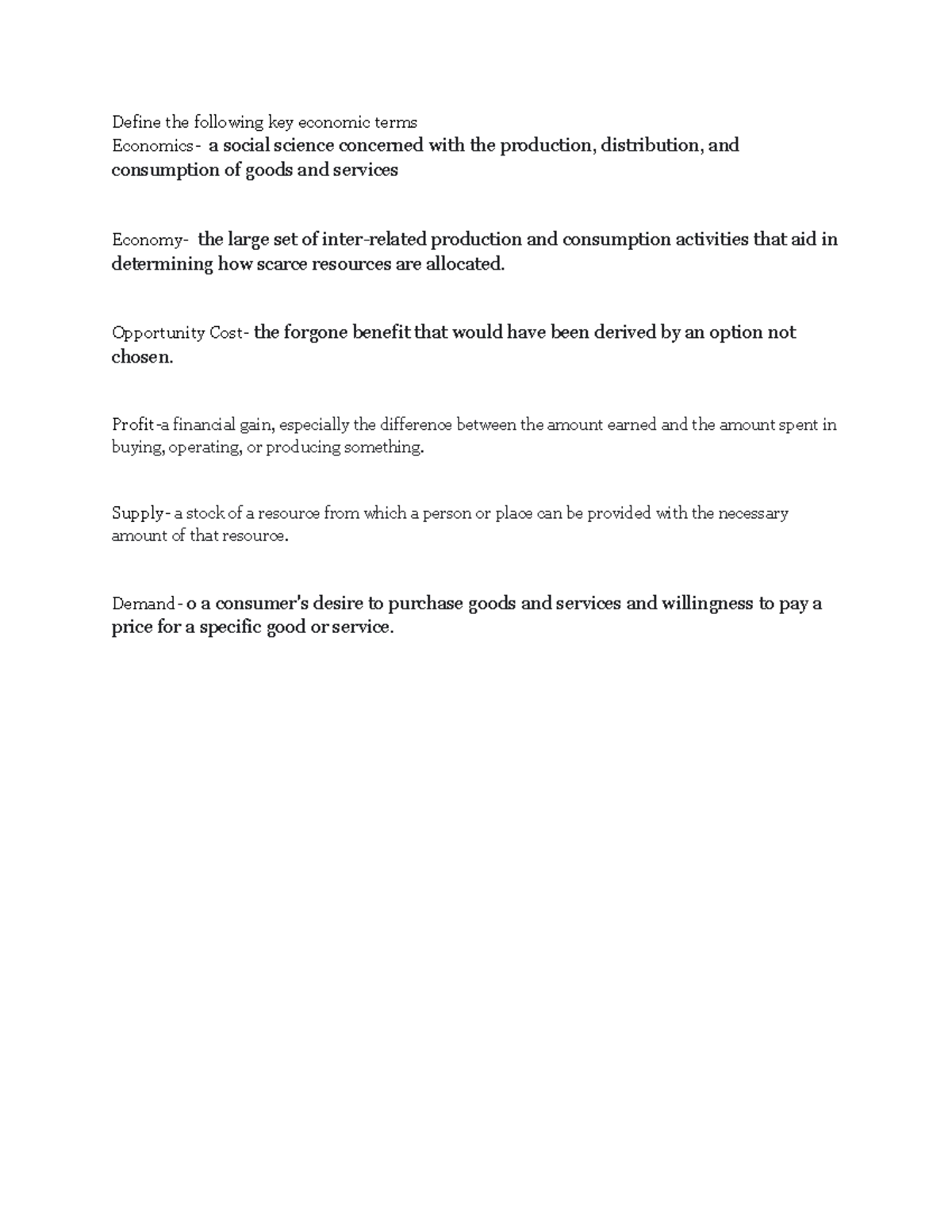 Copy of JC Why learn economics guide - Define the following key ...