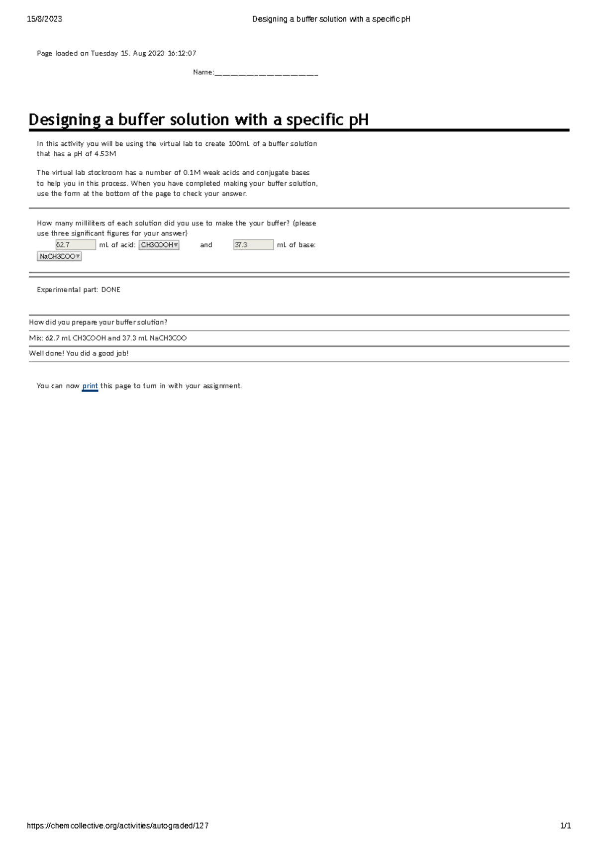 Designing a buffer solution with a specific p H - 15/8/2023 Designing a buffer solution with a ...