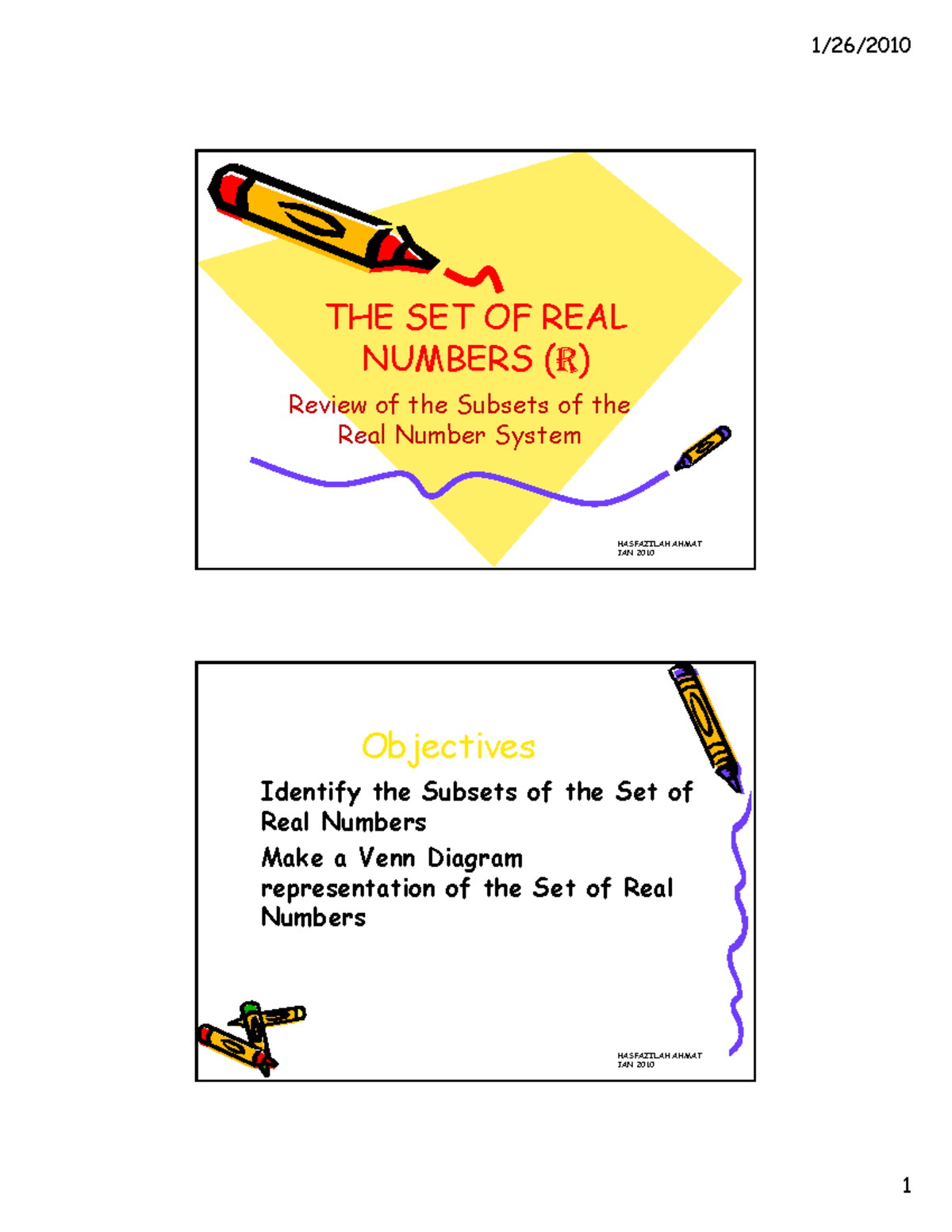 1a real number - THE SET OF REAL THE SET OF REAL NUMBERS (NUMBERS (RR ...