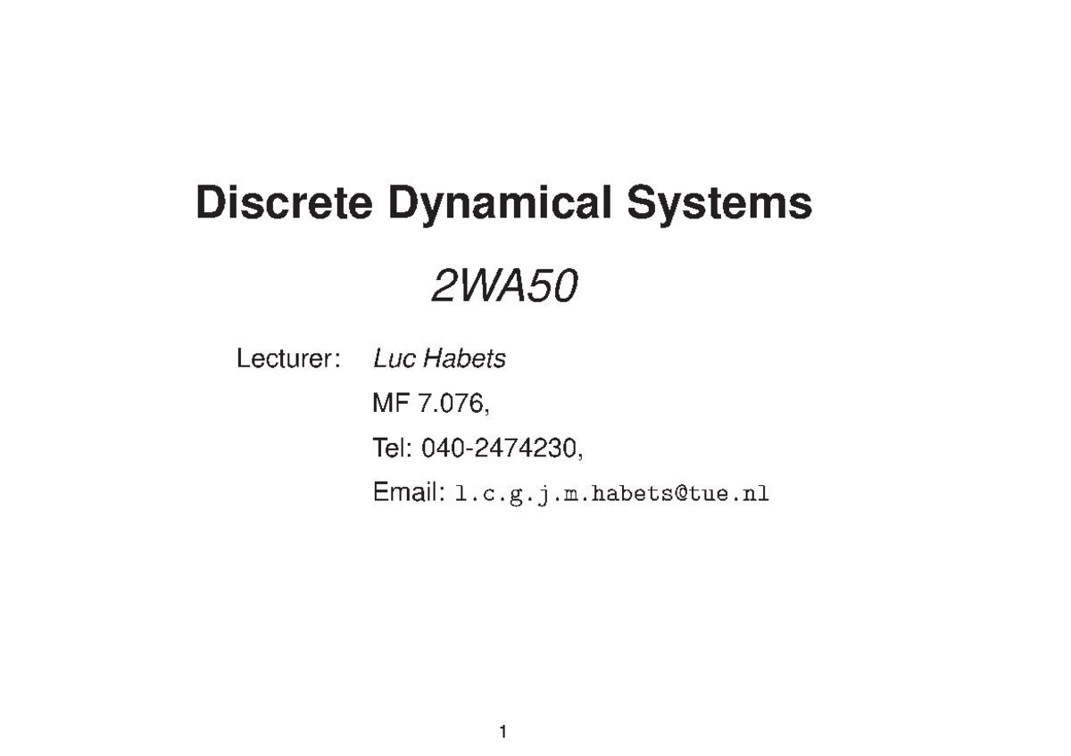Instruction 3 2WA50 lecture material - Discrete Dynamical Systems 2WA ...