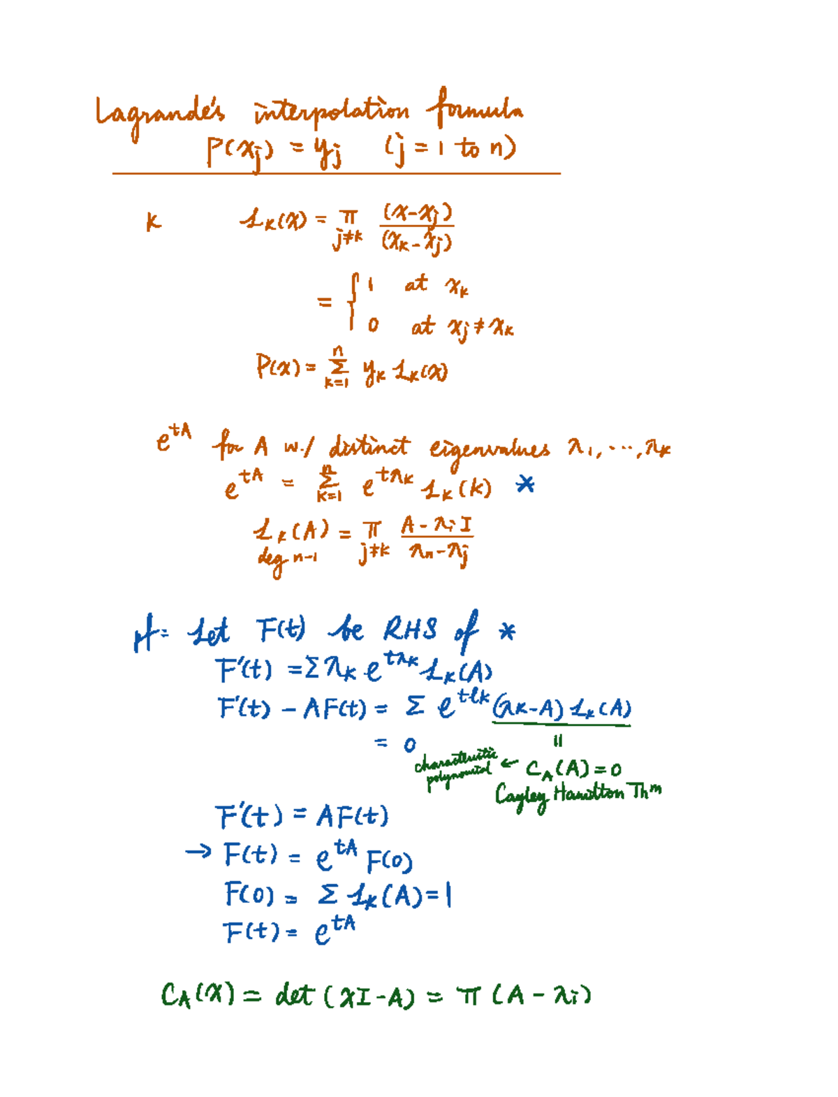 Lagrande’s interpolation formula, existens and uniqueness theorem ...