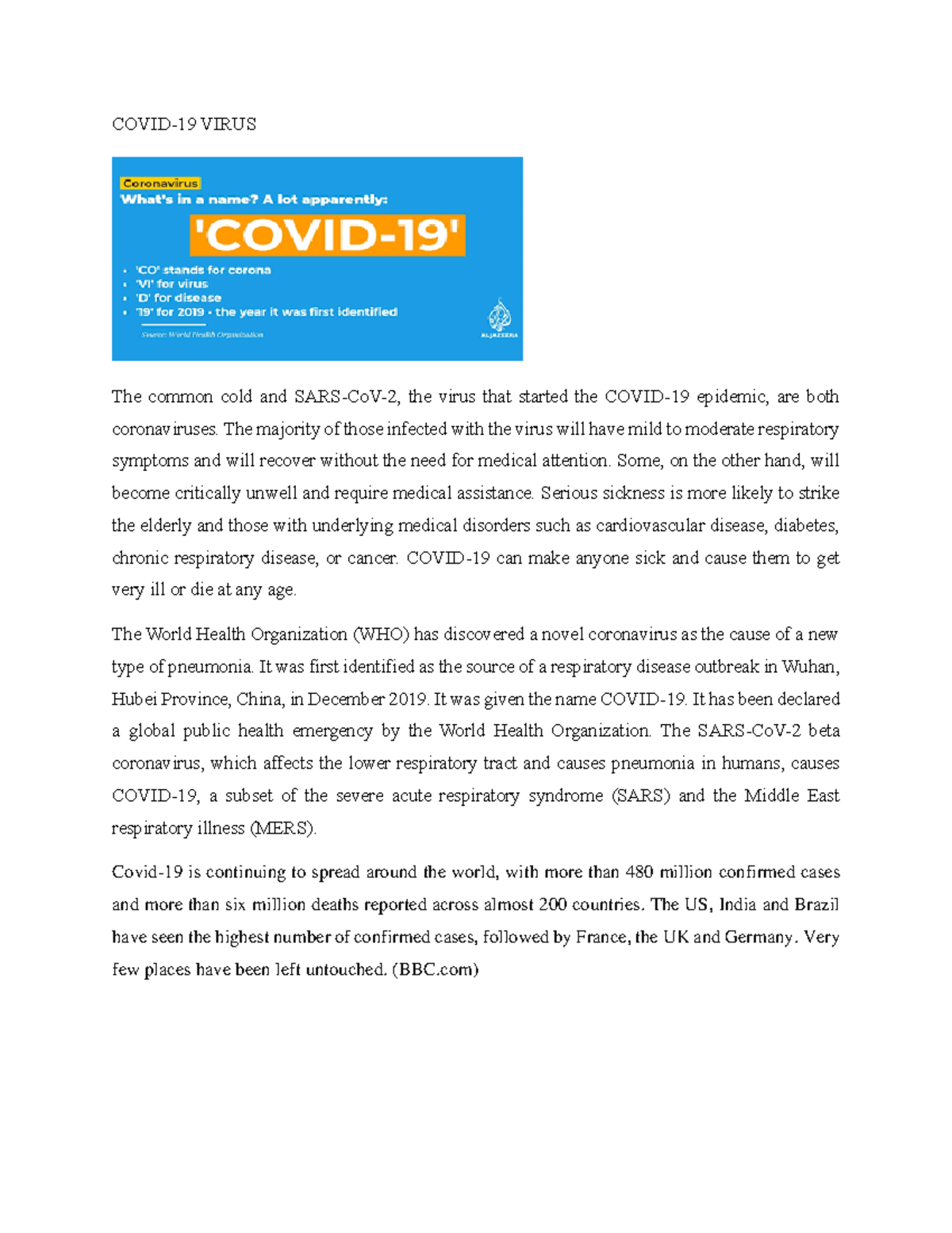 Covid-19 - General overview of Covid-19 virus - COVID-19 VIRUS The ...