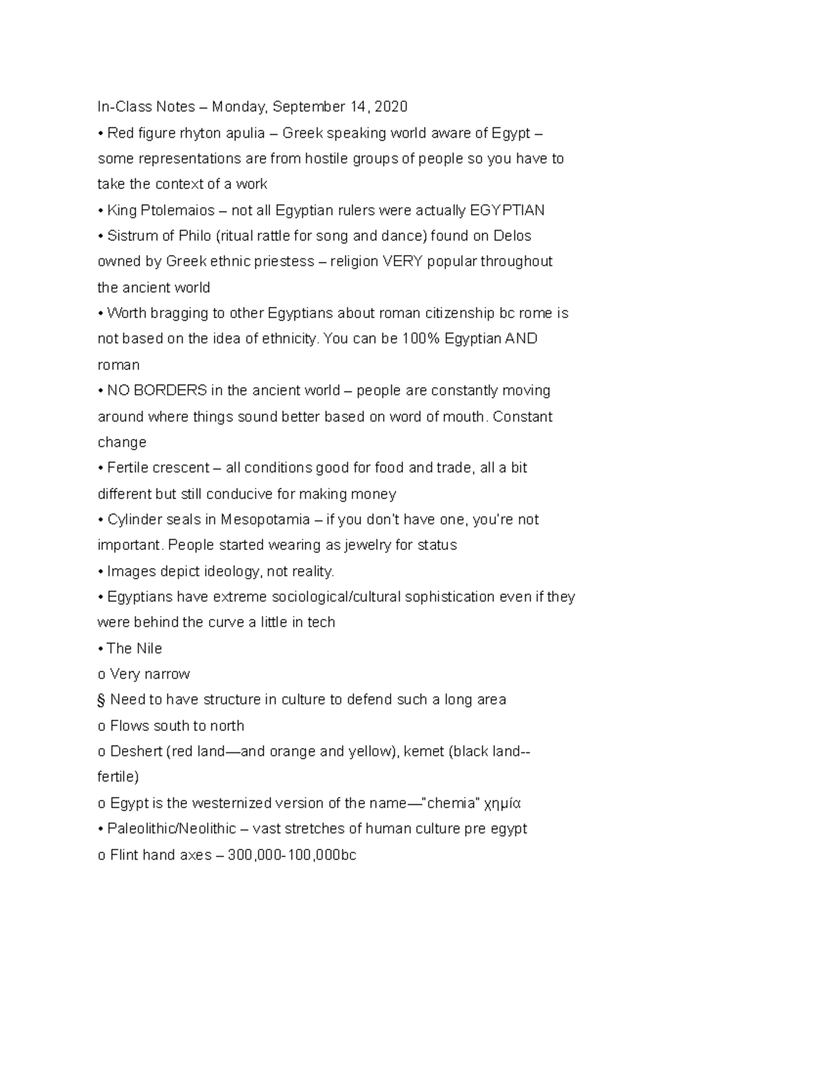 Ancient Egypt Online Notes - In-Class Notes 3 Monday, September 14 ...