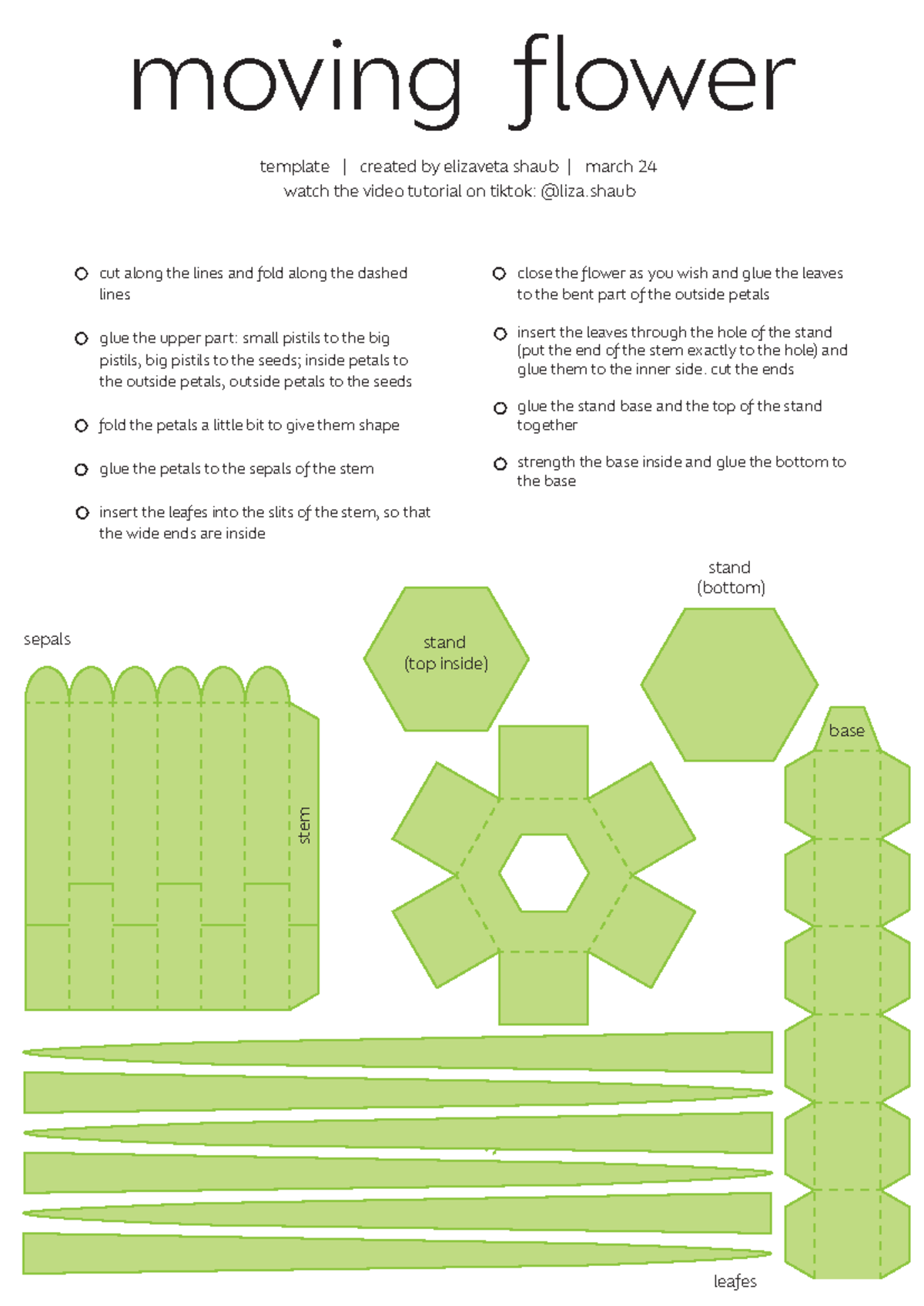 Moving flower template-3 - moving flower stand (bottom) stand (top ...