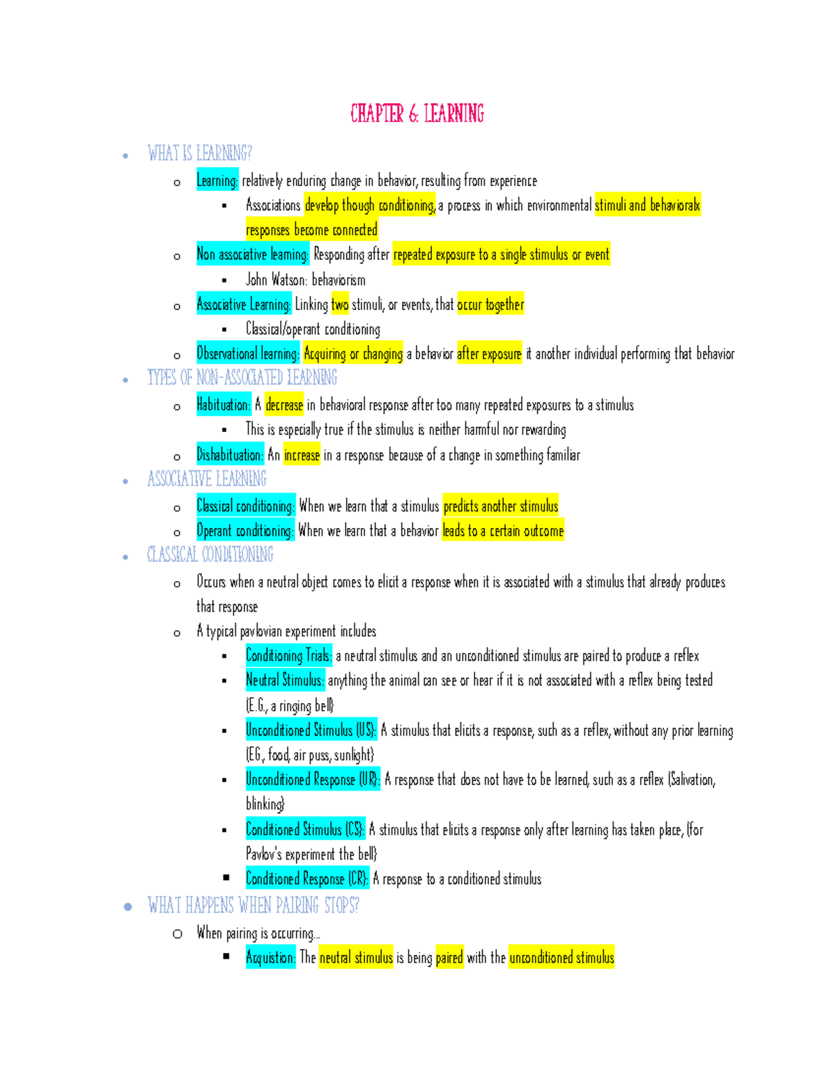 Psychology chapter 6 - Lecture notes for PY 101 with Ricardo Wilhelm ...