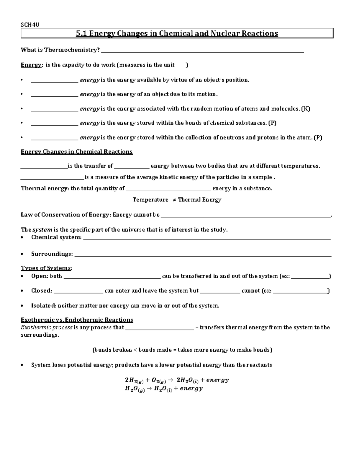 Chapter 5 FIB Notes - chemistry work for grade 12 and good for review ...