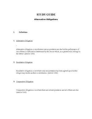 Oblicon Study Guide - Payment or Performance - Law on Obligations and ...