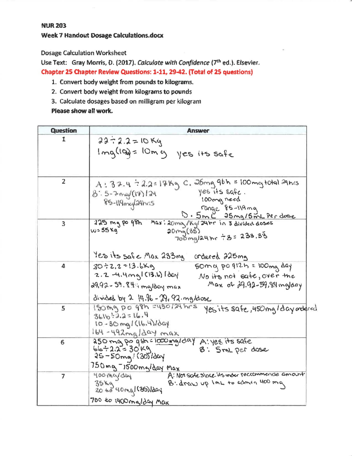 Nursing Math Problems - NUR2230 - Studocu