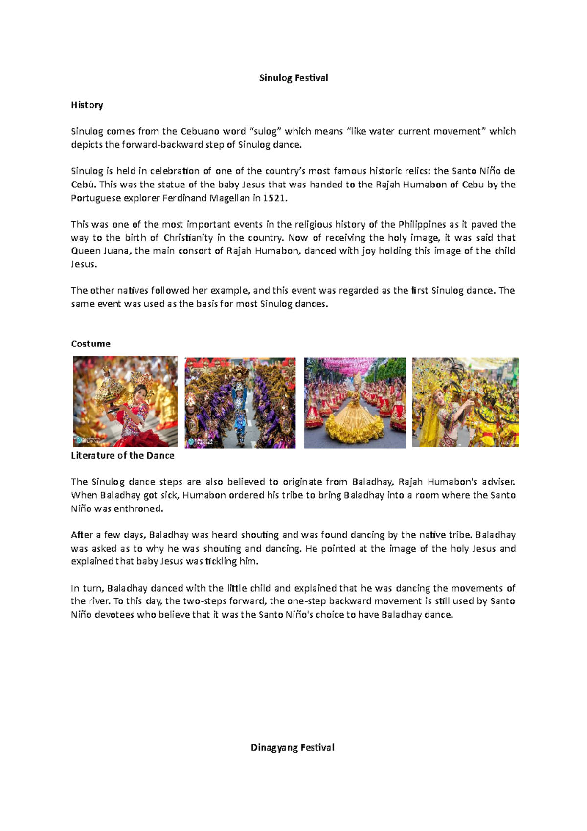 Festivals - ... - Sinulog Festival History Sinulog comes from the ...