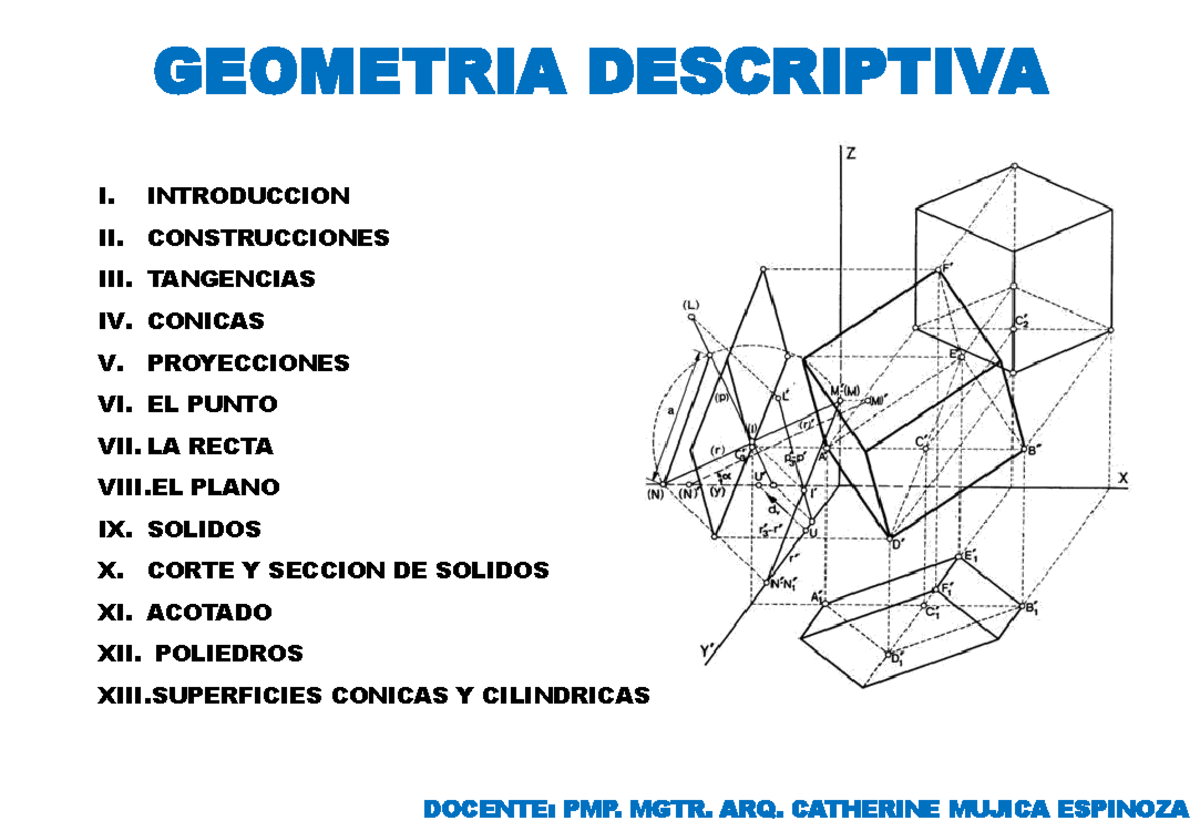 Geometria Descriptiva: Proyecciones - GEOMETRIA DESCRIPTIVA DOCENTE: PMP. MGTR. ARQ. CATHERINE ...