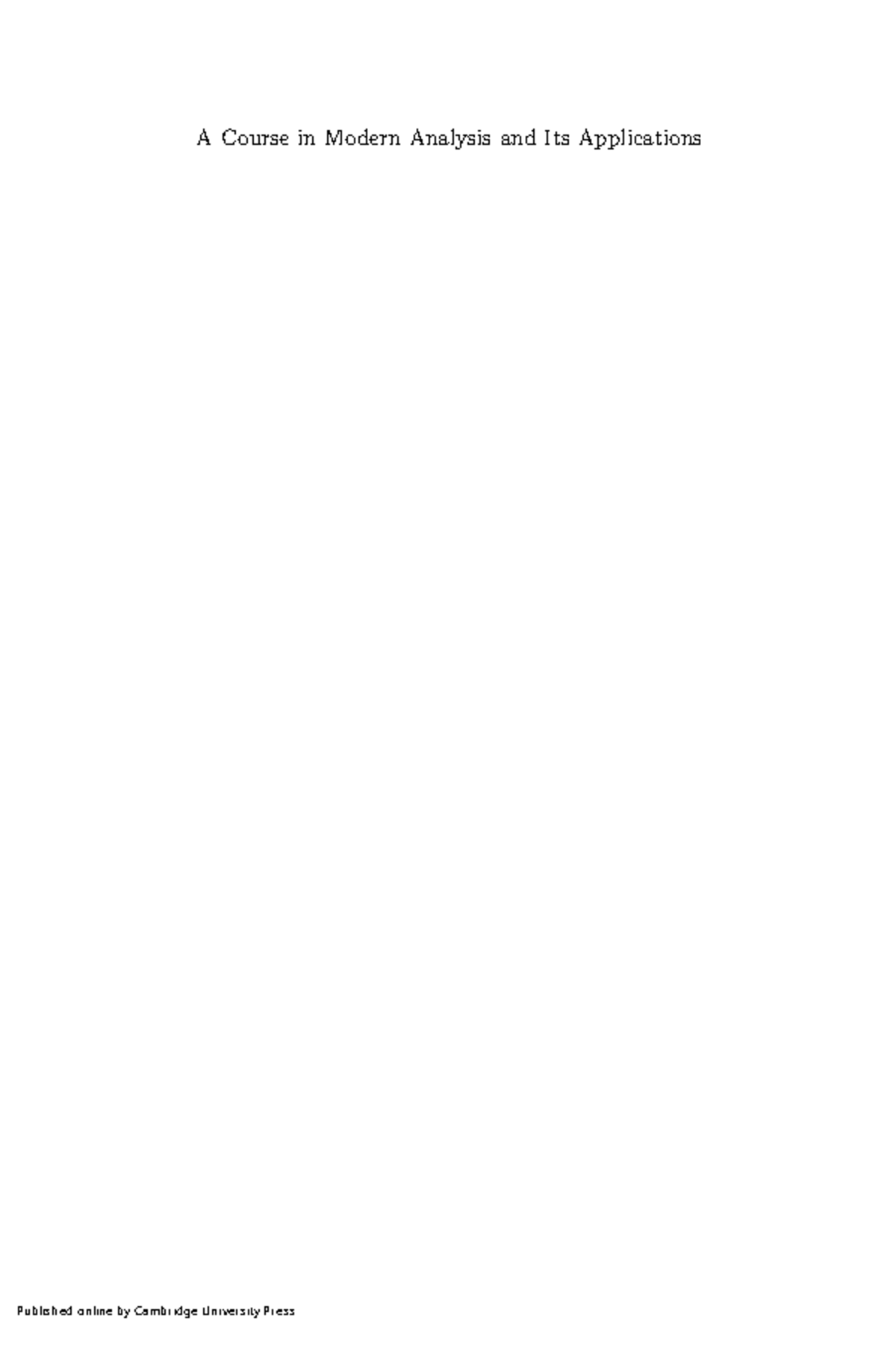 01 the front one - A Course in Modern Analysis and Its Applications ...