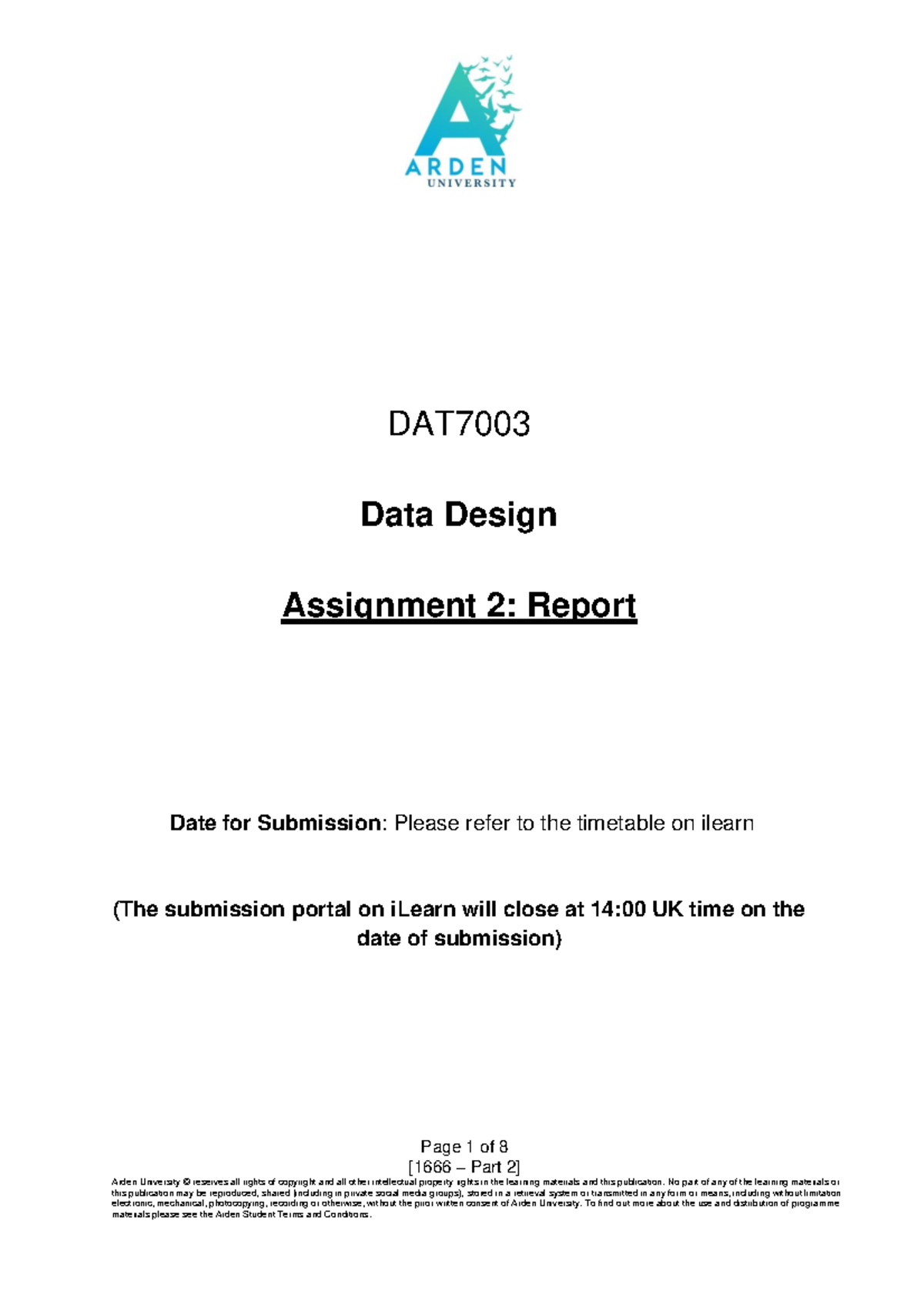 Data Design - DAT7003D report 1666 - Page 1 of 8 [1666 – Part 2] Arden ...