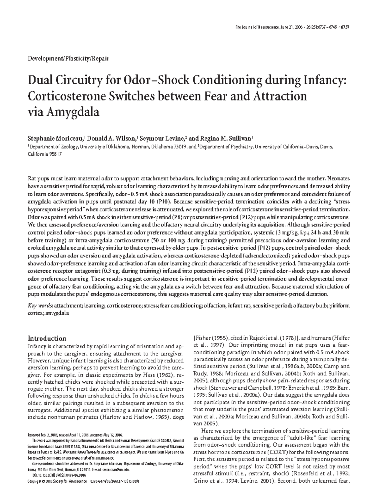 6737 - Ricerca scientifica - The Journal of Neuroscience, June 21, 2006 ...