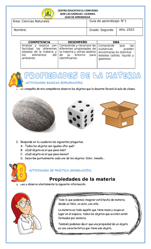 Guía estados de la materia - primero - SEDE LAS CAMELIAS –LEJANIAS ...
