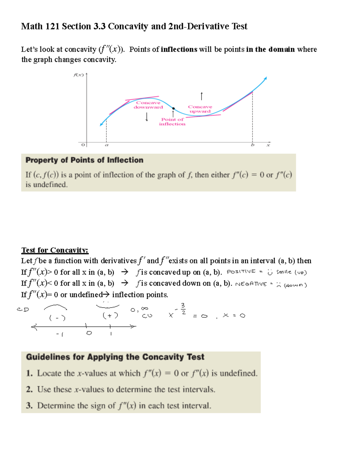MATH121 s3 - Math 121 Section 3 Concavity and 2nd-Derivative Test Let’s ...