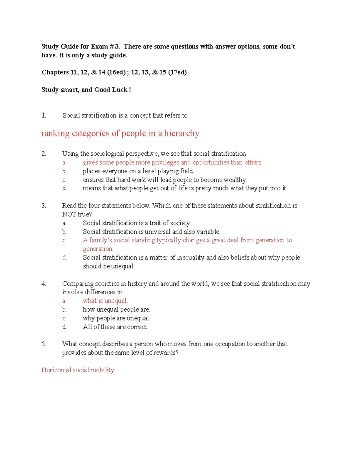 Study guide 3 - Study Guide for Exam # 3. There are some questions with ...