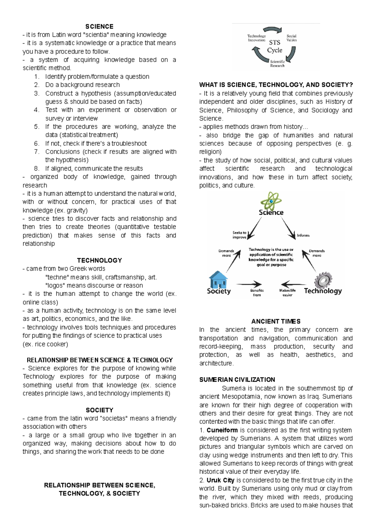 STS- Reviewer - SCIENCE - it is from Latin word "scientia" meaning knowledge - it is a - Studocu