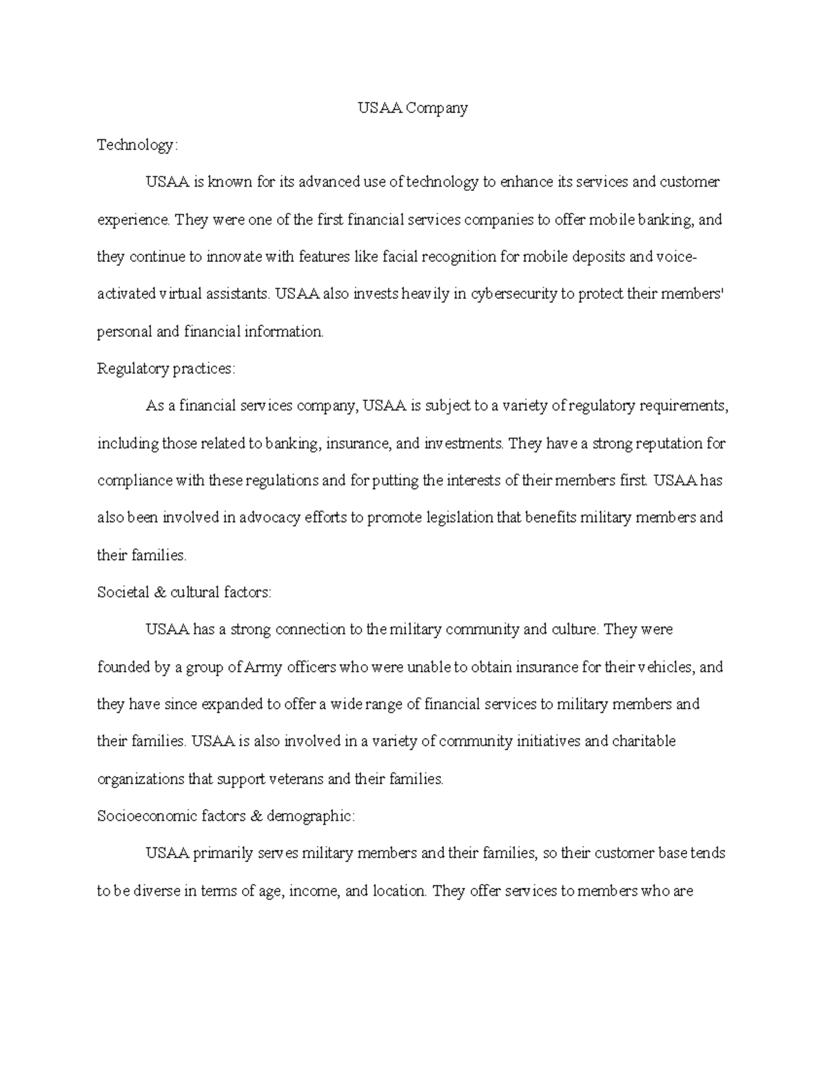 USAA Company - N/A - USAA Company Technology: USAA is known for its ...