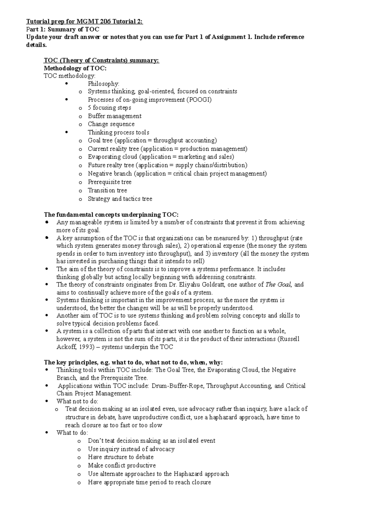 MGMT 206 Tutorial 2 - Tutorial prep for MGMT 206 Tutorial 2: Part 1 ...