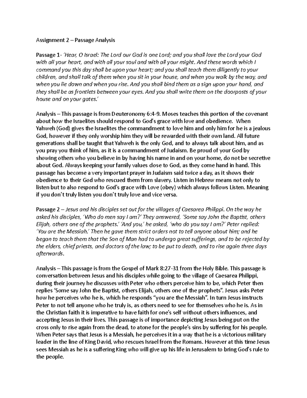 Assignment 2: Passage Analysis - Assignment 2 – Passage Analysis ...