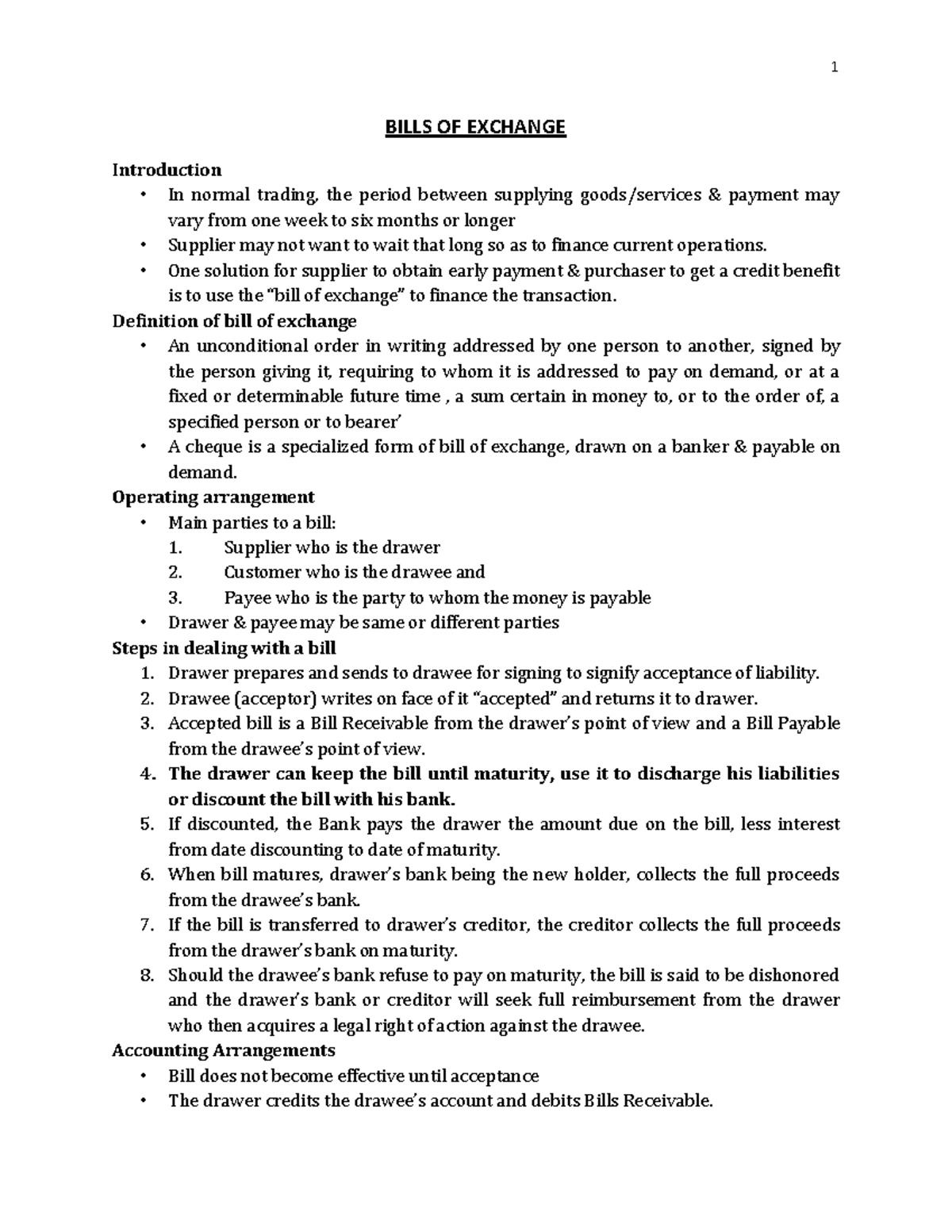 2023 Bills OF Exchange Notes - Special Topics in Accounting - UB - Studocu